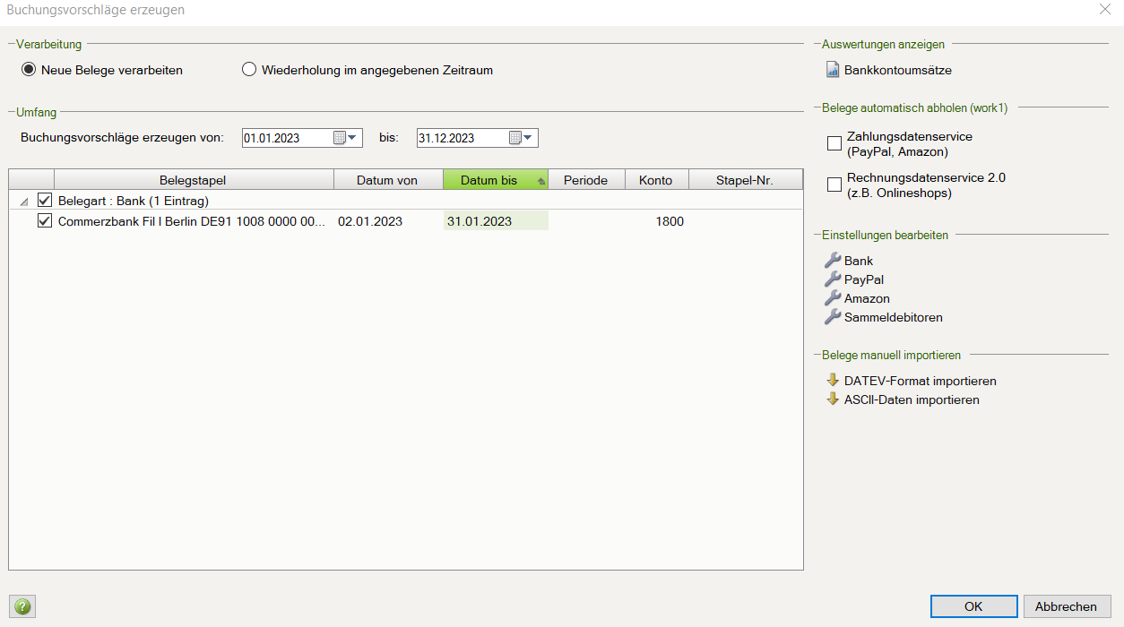 Einspielen in DATEV Rechnungswesen – CKonverter